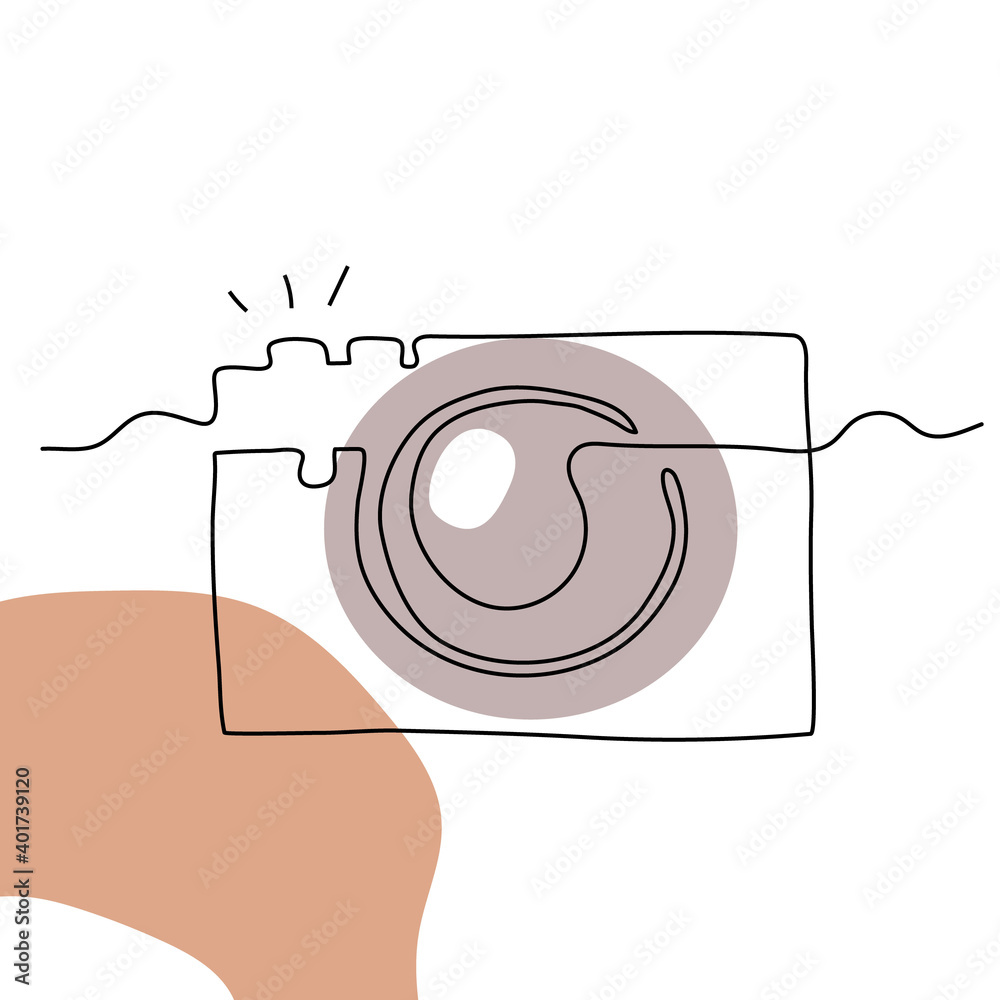 Vector illustration of photocamera. Modern one line art and abstract ...