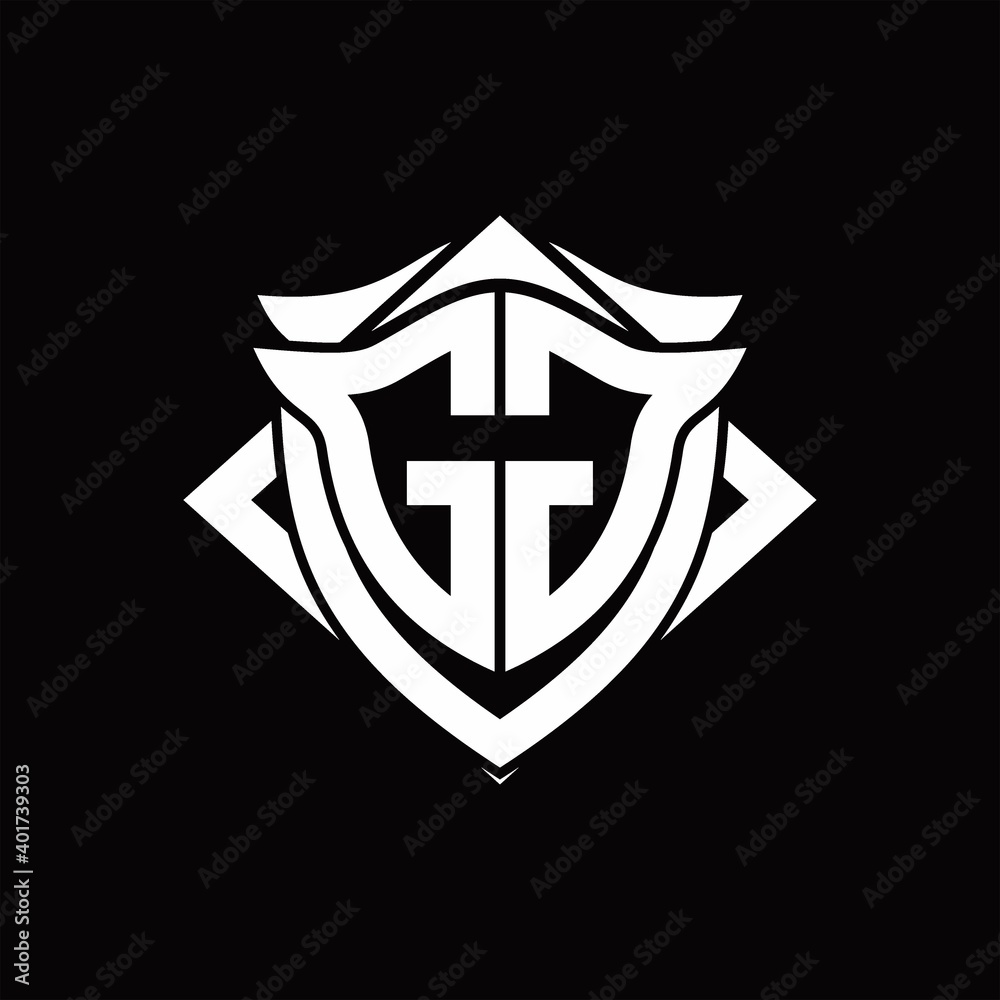 GG Logo monogram with shield and horn shape design template Stock ...