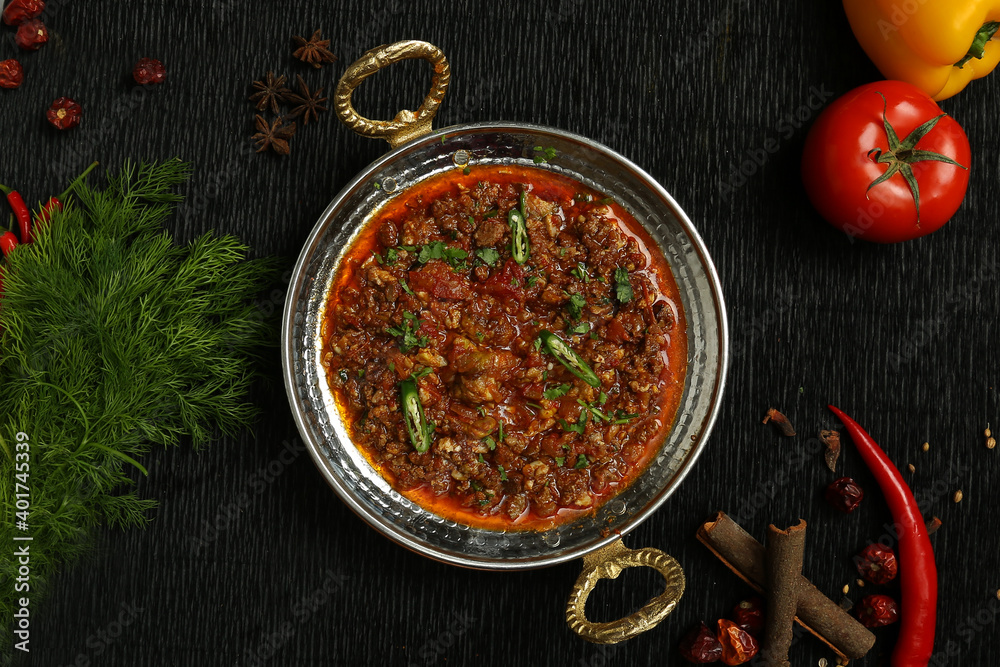 Pakistani North Indian famous Traditional curry minced beef chicken ...