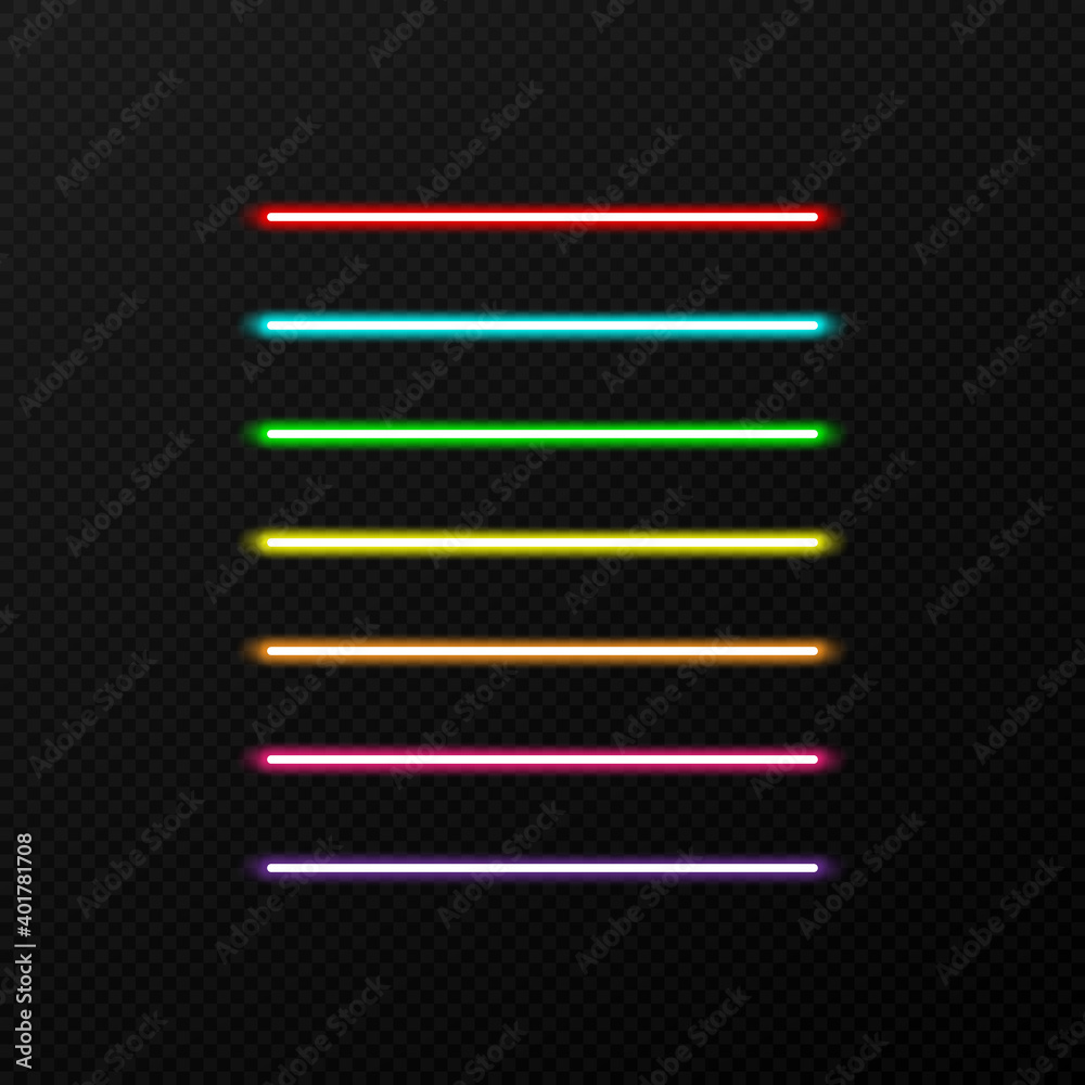 Vetor de Vector set of neon color. Different colors of neon light png ...