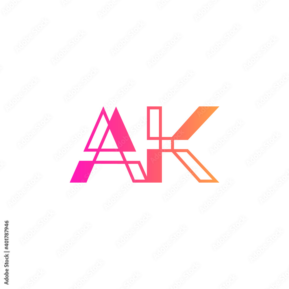 AK letter logo alphabet monogram icon symbol Stock Vector | Adobe Stock