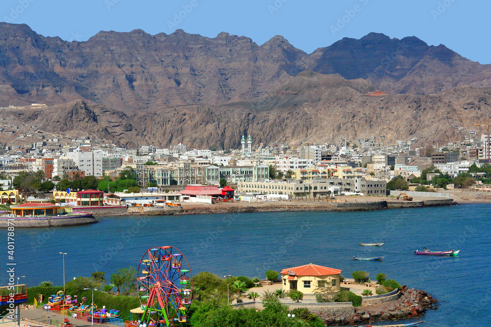 View of Aden - a port city, located by the eastern approach to the Red ...