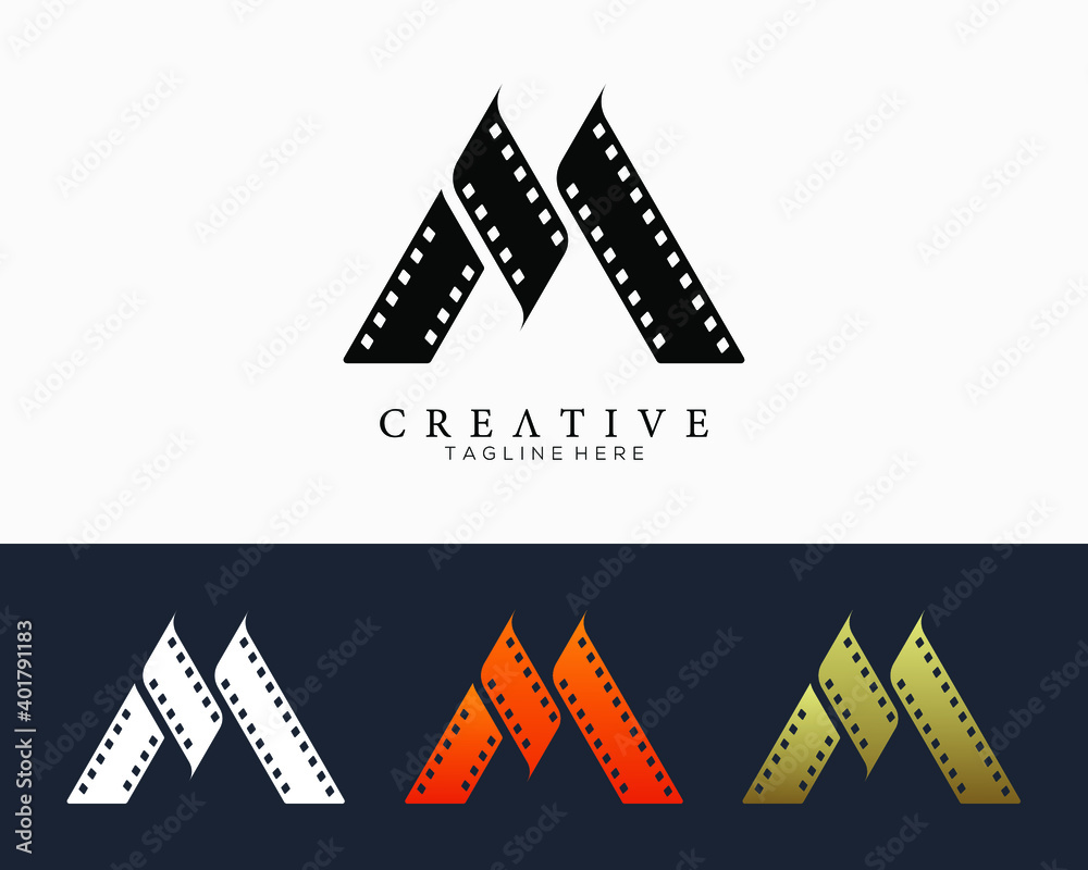 Set of colour letter M logo for strip film vector illustration Stock ...