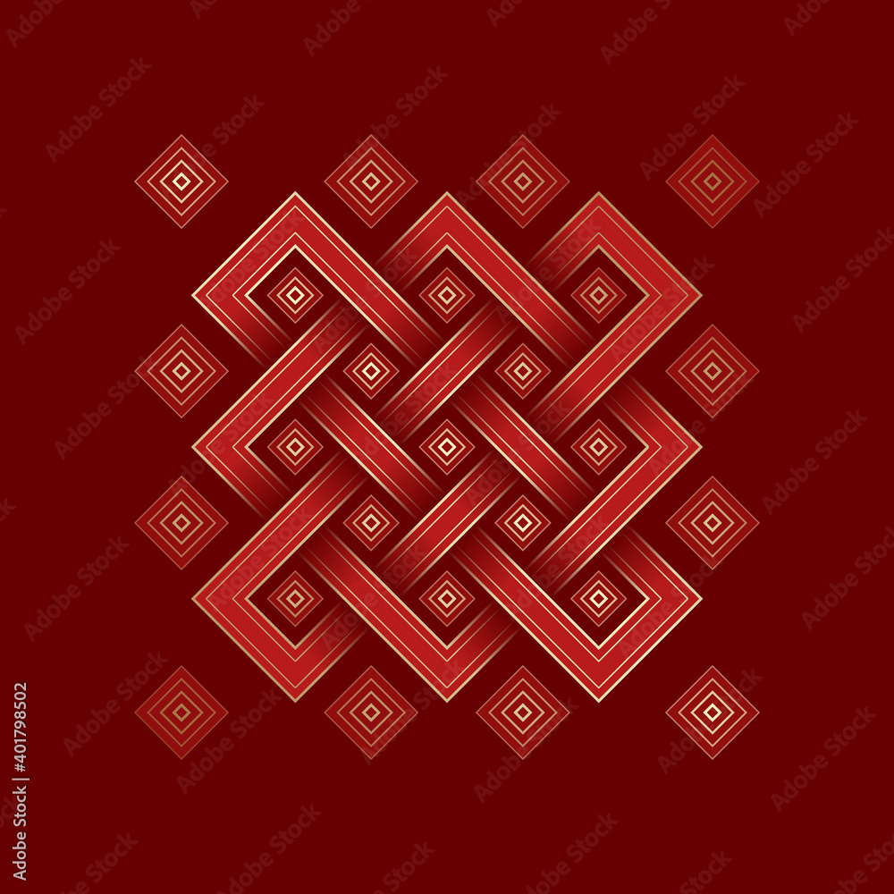 Geometric tibetan endless knot. Sacred geometry and folk style. Golden ...
