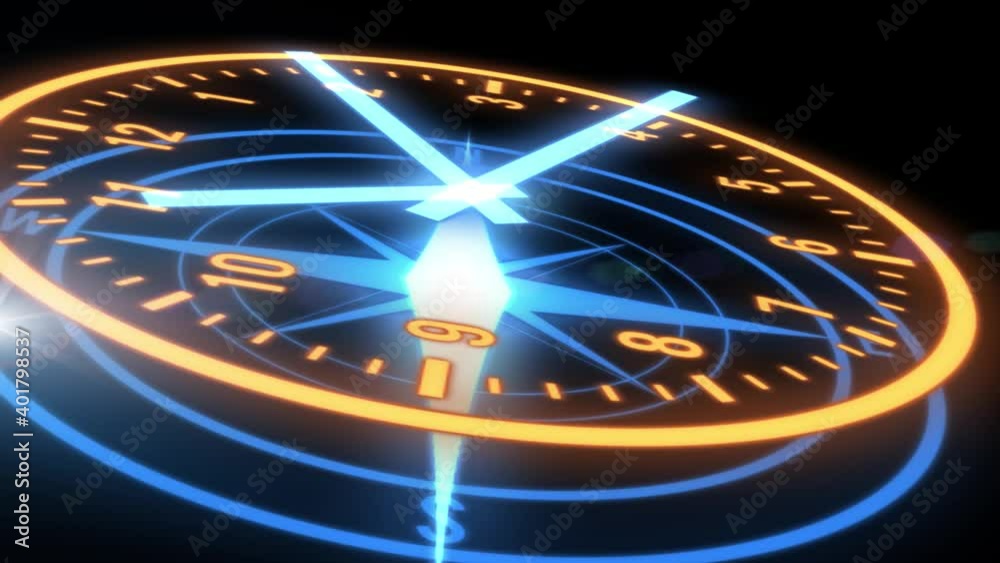 Blue Neon Light 60 Seconds Countdown on black background. Running ...