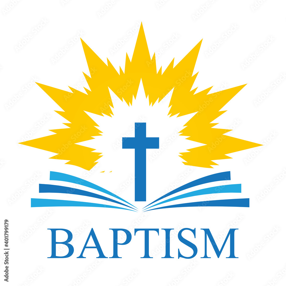Open bible logo on the background of the cross and the flame of the ...