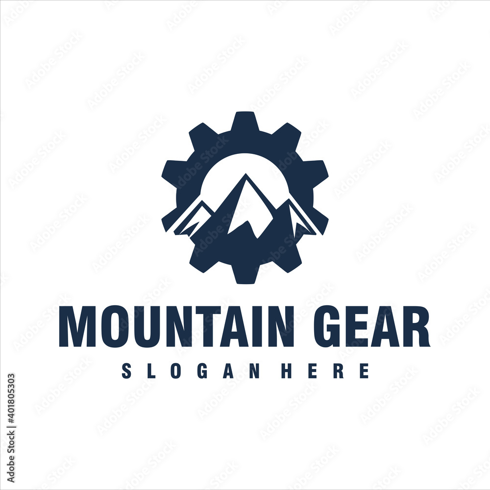 mountain gear logo design vector template Stock Vector | Adobe Stock