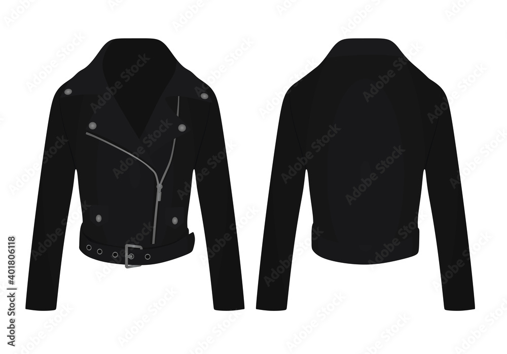 Black leather jacket. vector illustration Stock Vector | Adobe Stock