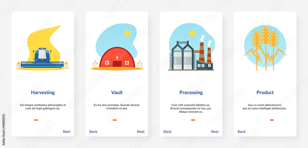 Agricultural production, harvesting cartoon vector illustration. UX, UI ...