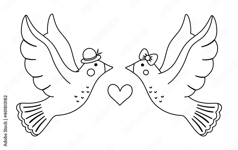 Two Birds Clipart Black And White