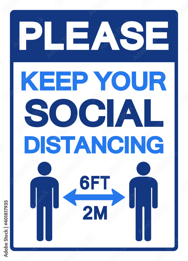 Please Keep You Social Distancing 2M Symbol, Vector Illustration ...