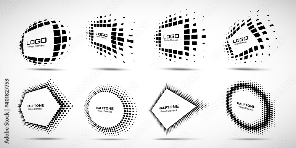 Logo perspective frame. Abstract rectangle dots emblem design element ...
