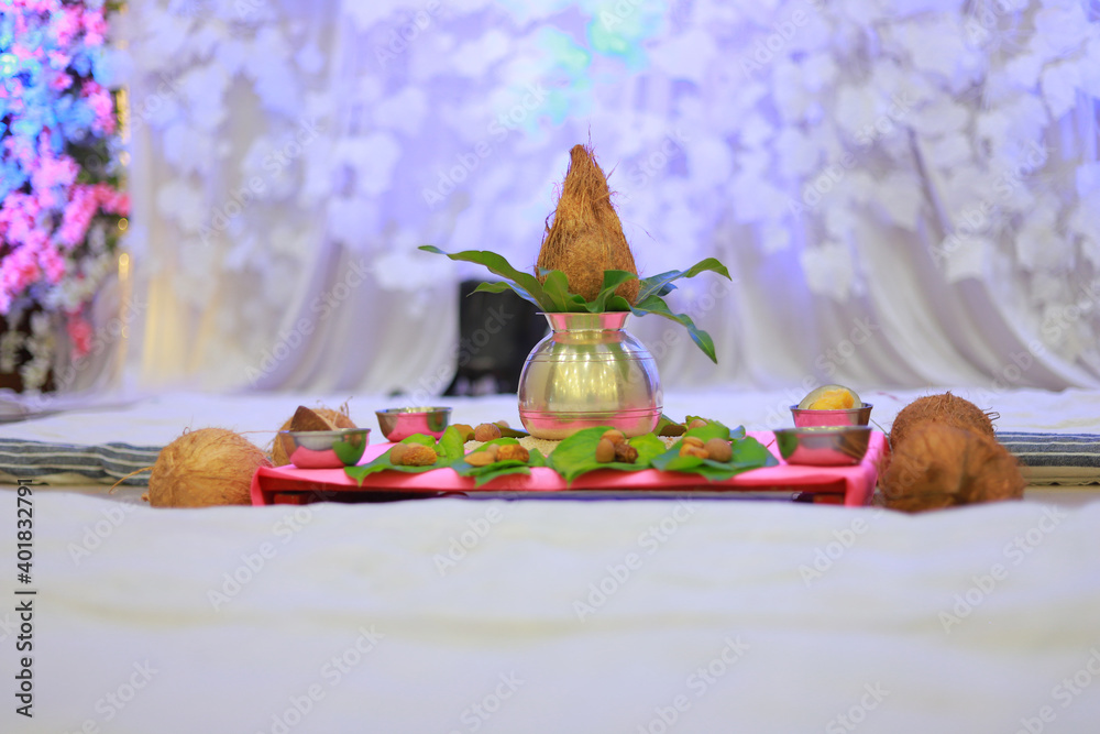 Indian Wedding Pooja Puja Set Hindu Wedding Vidhi Pooja Stock Photo ...