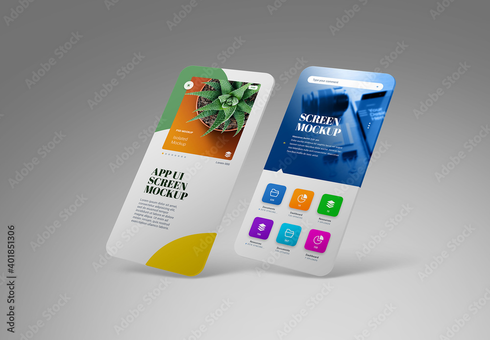 App UI Screen Mockup Smartphone Perspective Stock Template | Adobe Stock