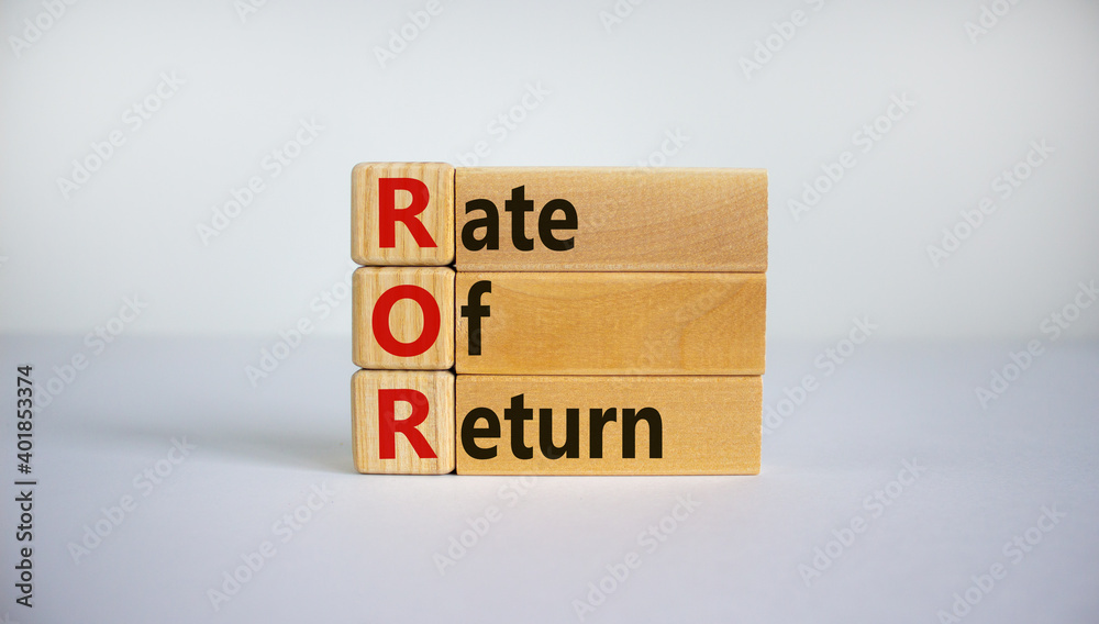 ROR - rate of return symbol. Concept word 'ROR - rate of return' on ...