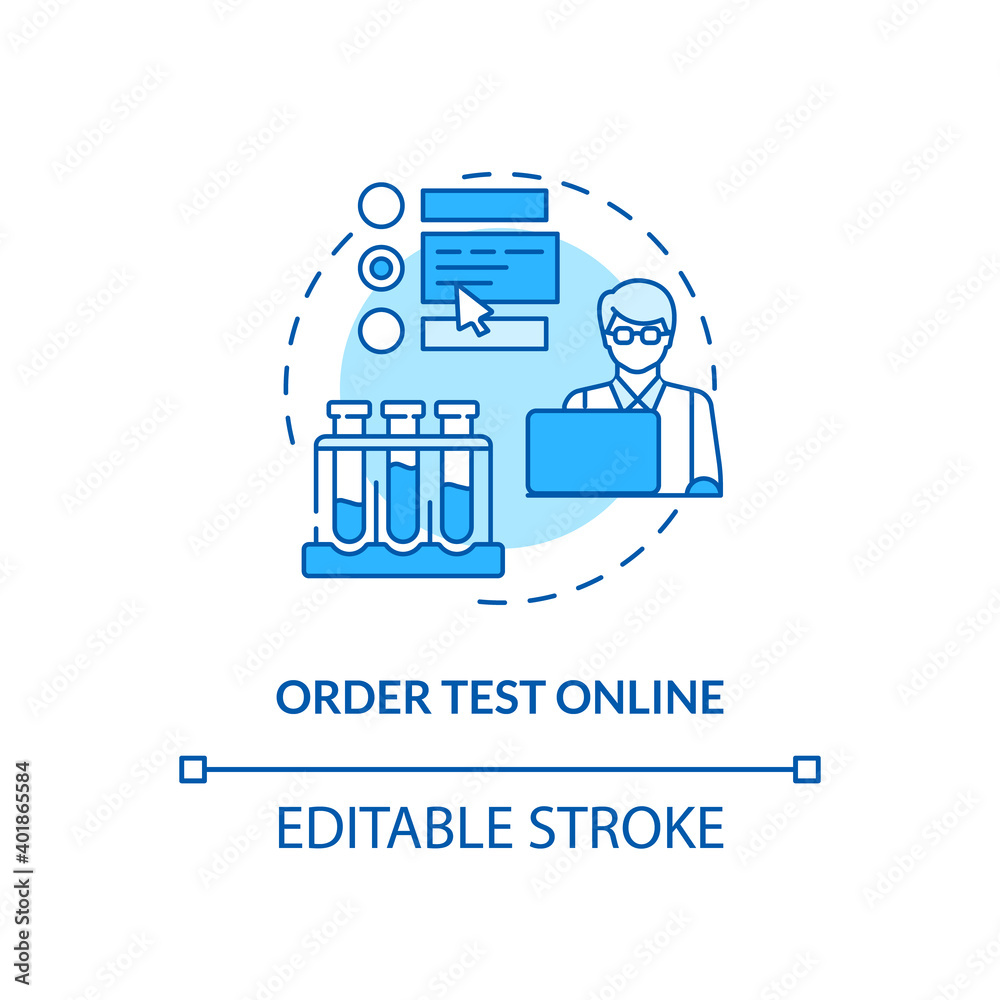 Ordering test online concept icon. Lab test ordering step idea thin ...