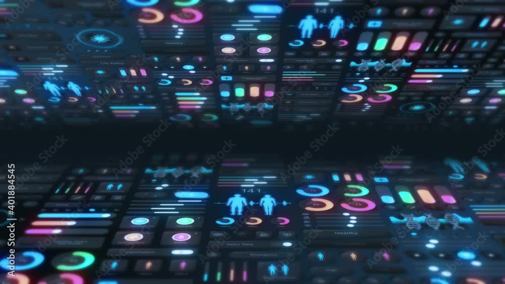 Hi tech panel of medical application on dark background. Medical and ...