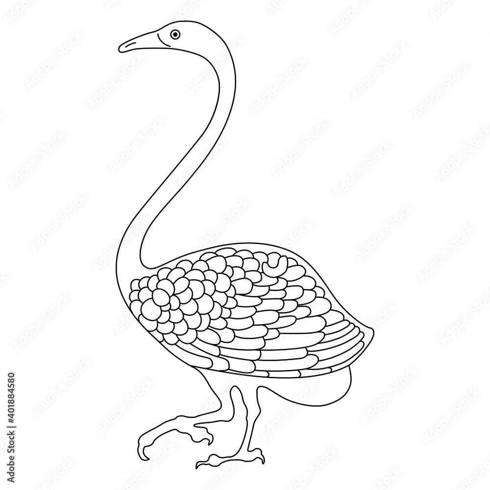 Stylized swan bird with long neck. Ancient Greek vase painting motif ...