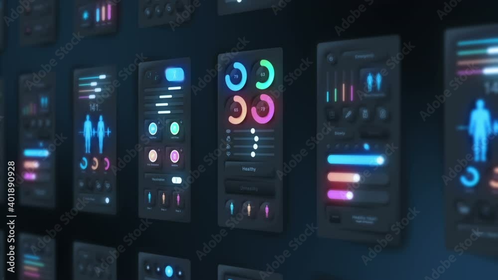 Vidéo Stock Hi tech panel of medical application on dark background ...