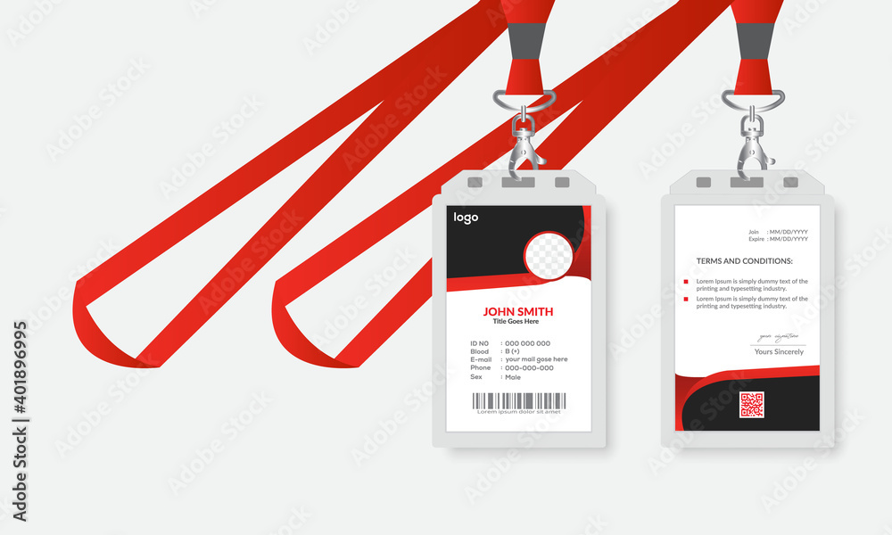 Elegant red Id card design template. Professional Identity Card ...