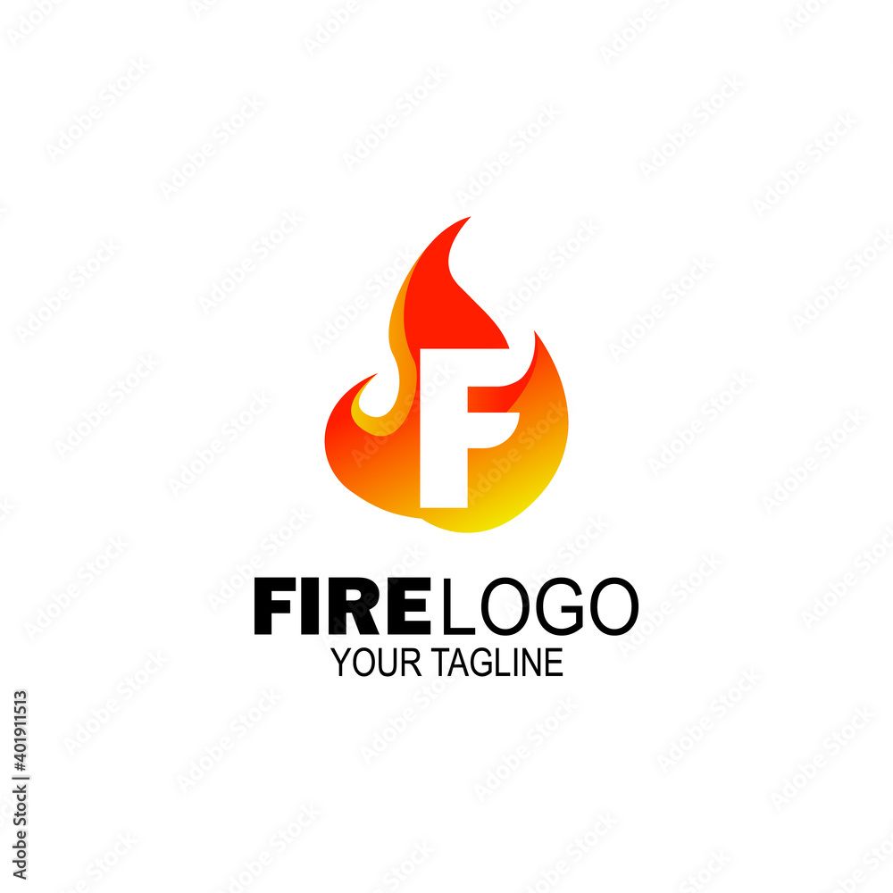 initial Letter F fire logo design. fire company logos, oil companies ...