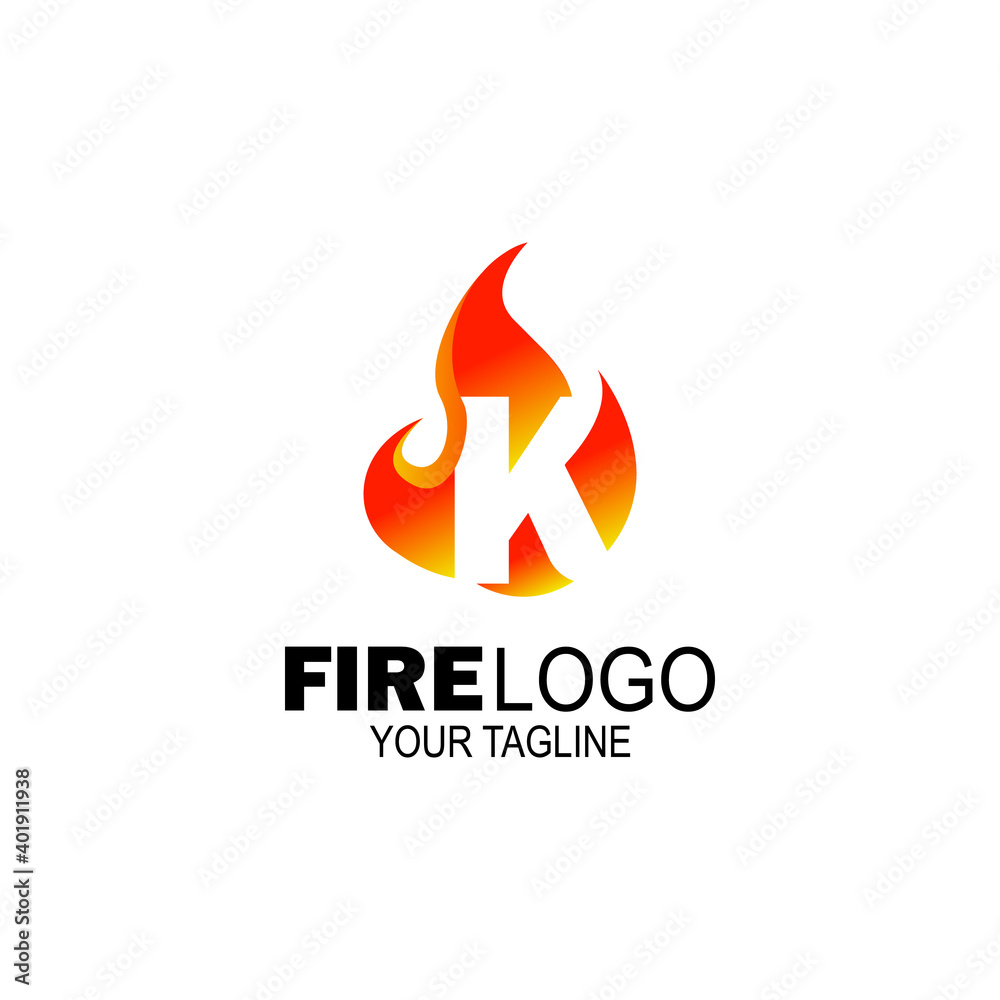initial Letter K fire logo design. fire company logos, oil companies ...