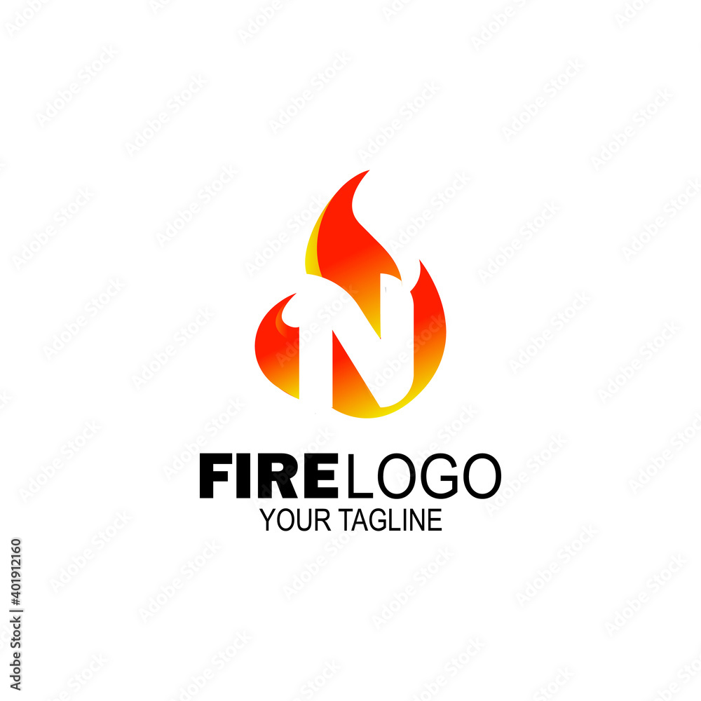 initial Letter N fire logo design. fire company logos, oil companies ...