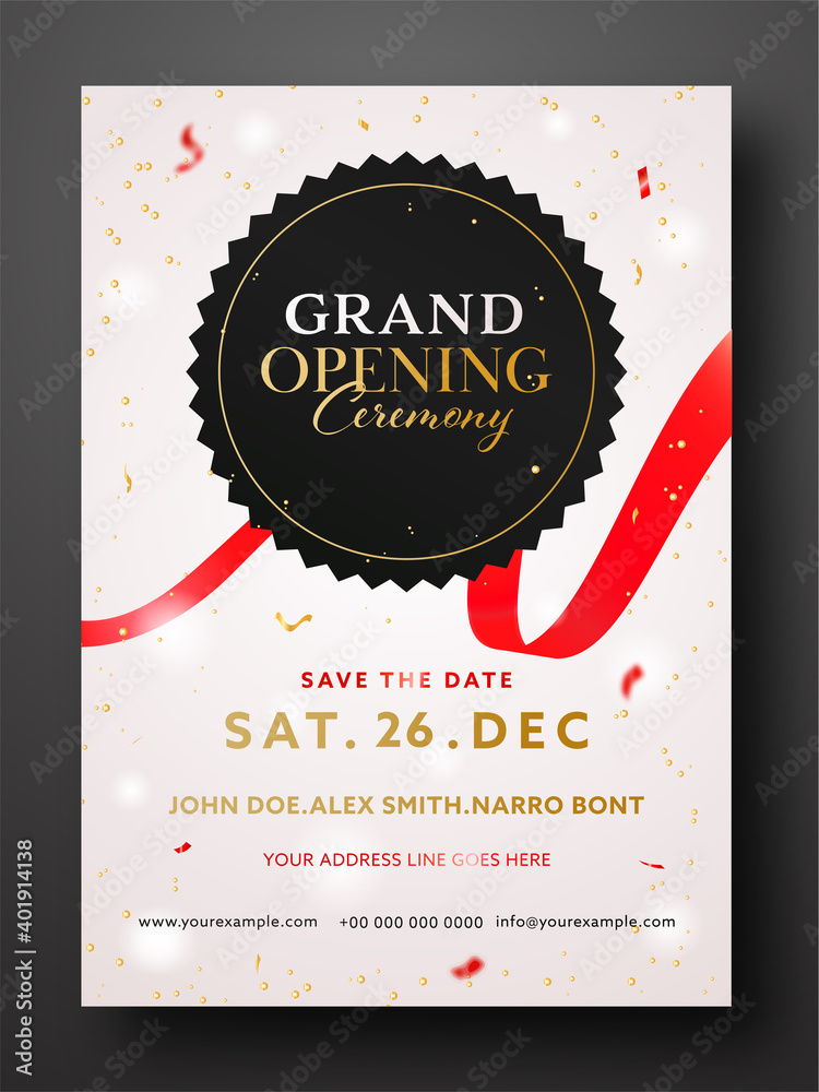Grand Opening Ceremony Invitation, Flyer Design With Event Details For ...