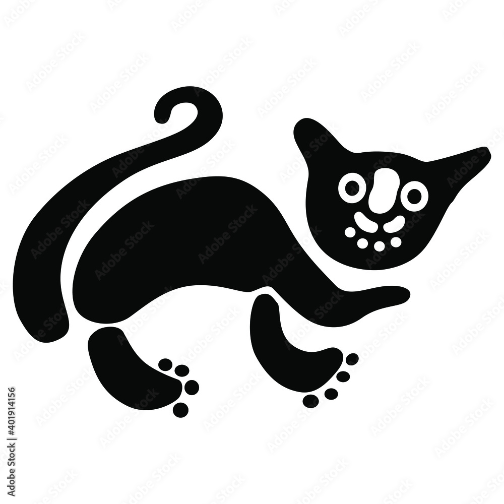 Stylized cat. Ancient Peruvian animal motif. Native American Indian art ...