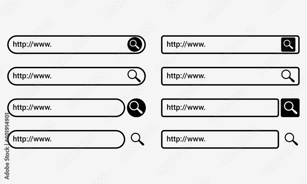 Set of search address and navigation bar symbol. Search bar for ui ...