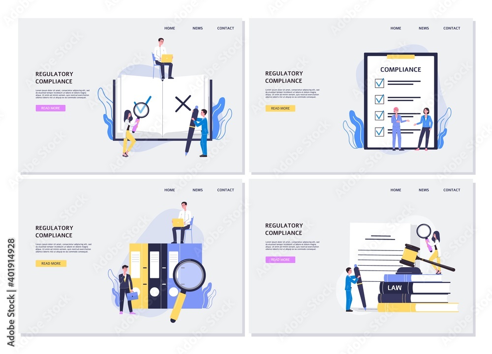 Business banners set of regulatory compliance concept, flat vector ...