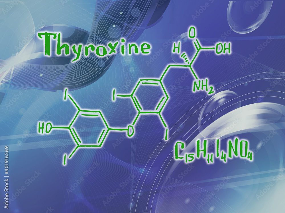Chemical molecular formula of the hormone Thyroxine Q . Infographics ...