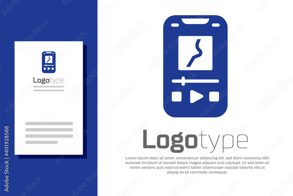 Blue Music player icon isolated on white background. Portable music ...
