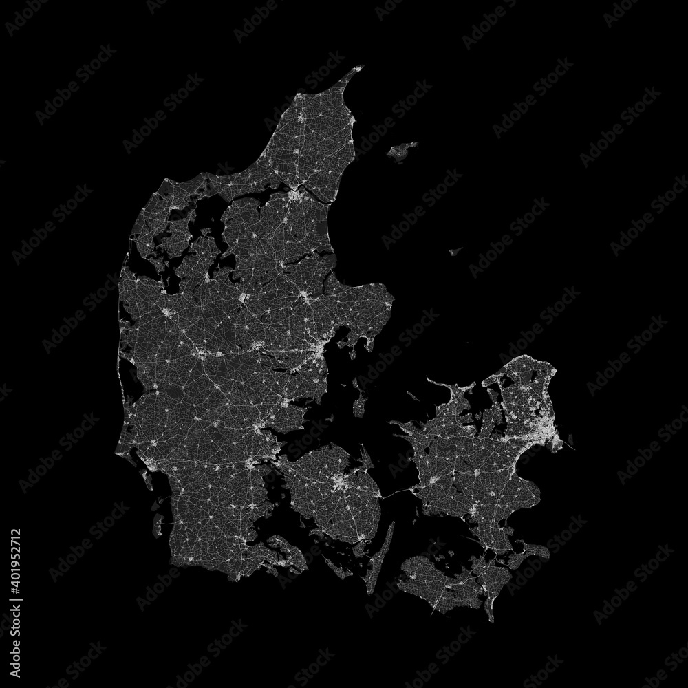 Denmark map. Road map of Denmark. It includes all roads of the country ...