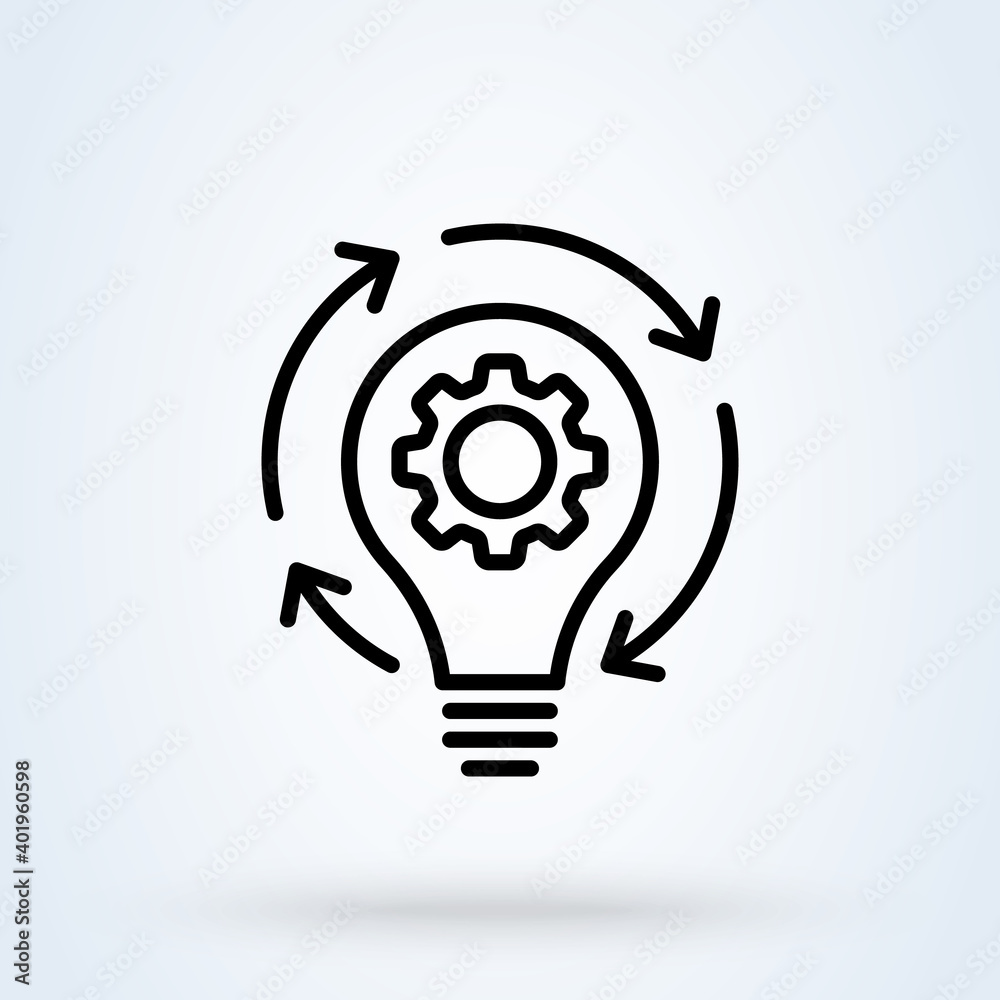 Automatic solution sign line icon or logo. machine learning process ...