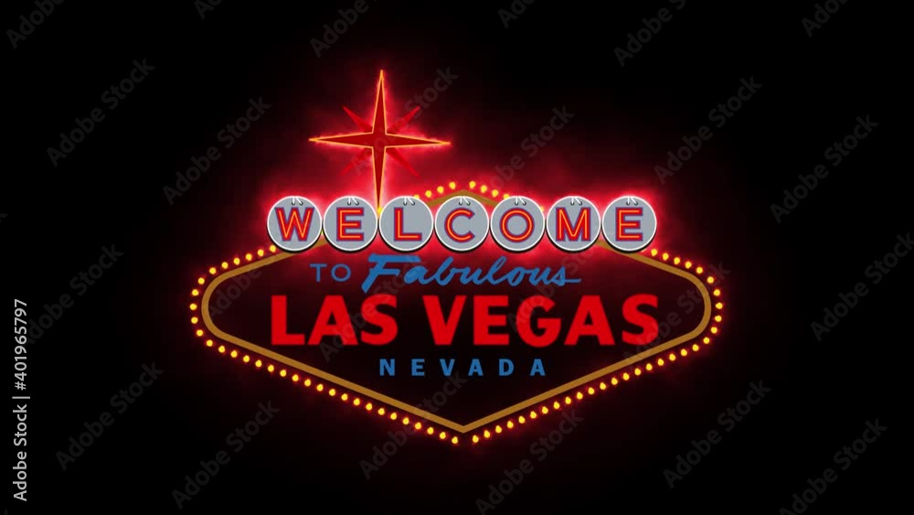 Las Vegas sign over black background Stock Video | Adobe Stock