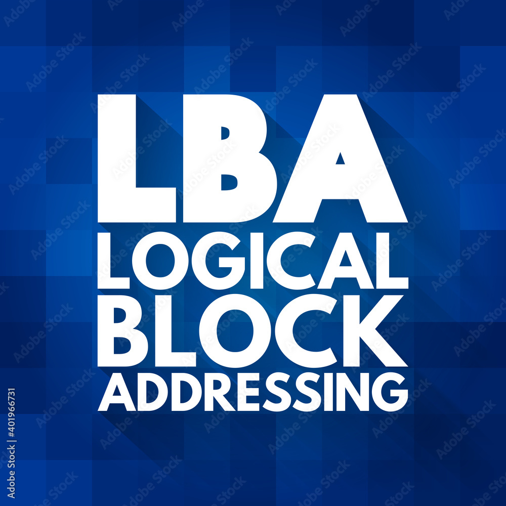 LBA - Logical Block Addressing acronym, technology concept background Stock Vector | Adobe Stock