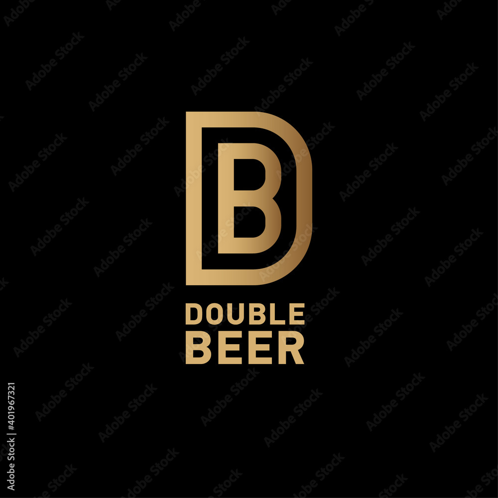 Double beer pub logo. Brewery emblem or sign. B letter inside D letter ...