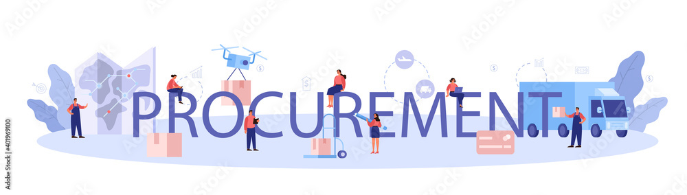 Procurement typographic header. B2B idea, global logistic and ...