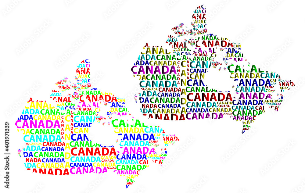 Sketch Canada letter text map, Canada - in the shape of the continent ...