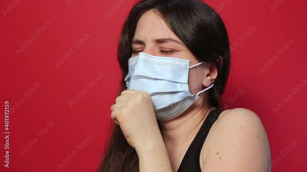 Video „Sick woman coughs heavily, hemoptysis hemorrhage spitting blood ...