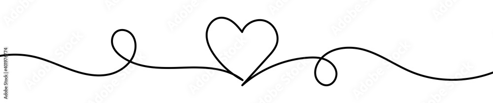Heart line art drawing vector illustration. Continuous one line drawing ...