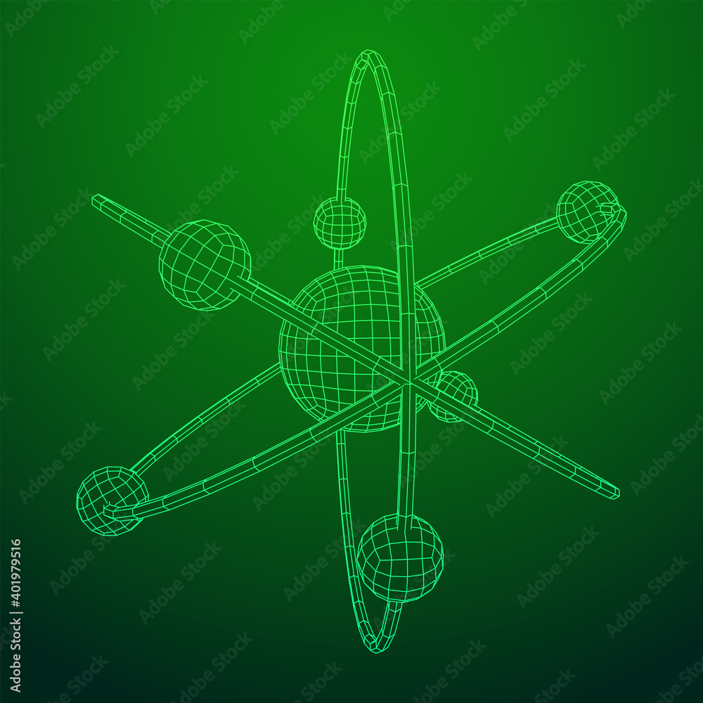 Planetary model of atom with nucleus and electrons Stock Vector | Adobe ...