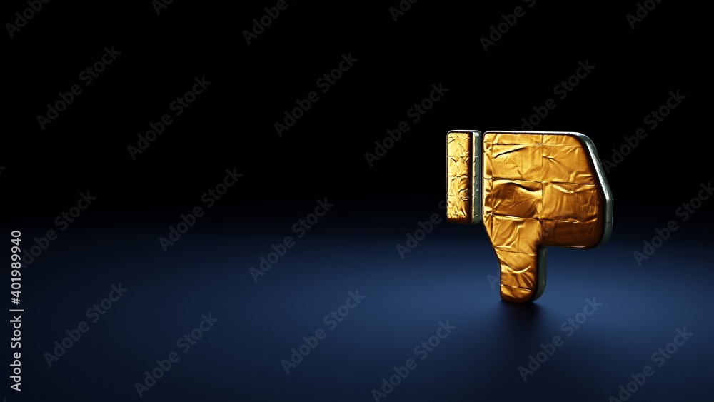 Poster 3d rendering symbol of social dislike wrapped in gold foil on ...