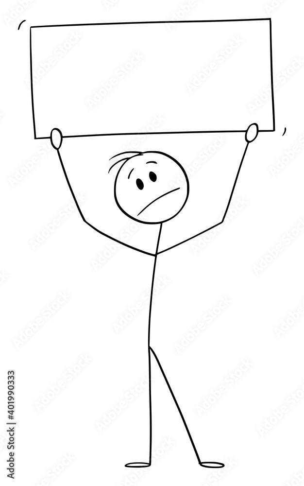 Vector cartoon stick figure illustration of unhappy man or businessman ...