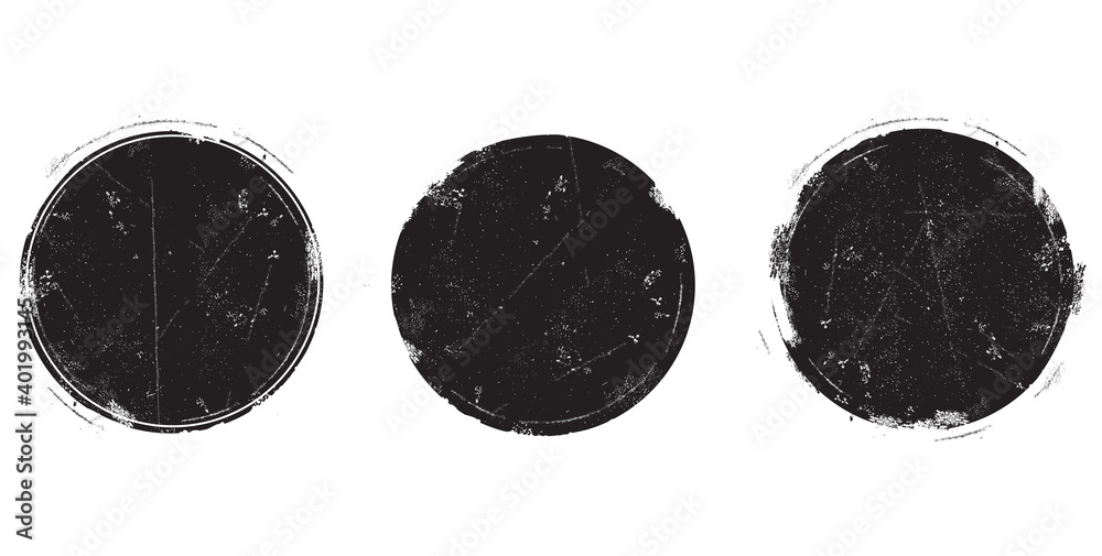 Circle grunge stamp set. Round vector isolated on white background ...