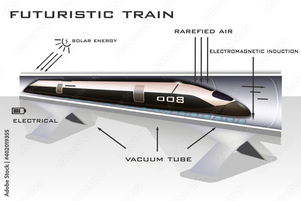 Futuristic train. Transport of the future. Realistic. Futuristic ...