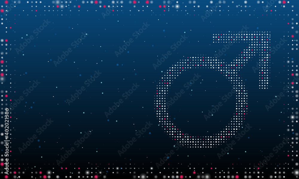 On the right is the mars symbol filled with white dots. Pointillism ...