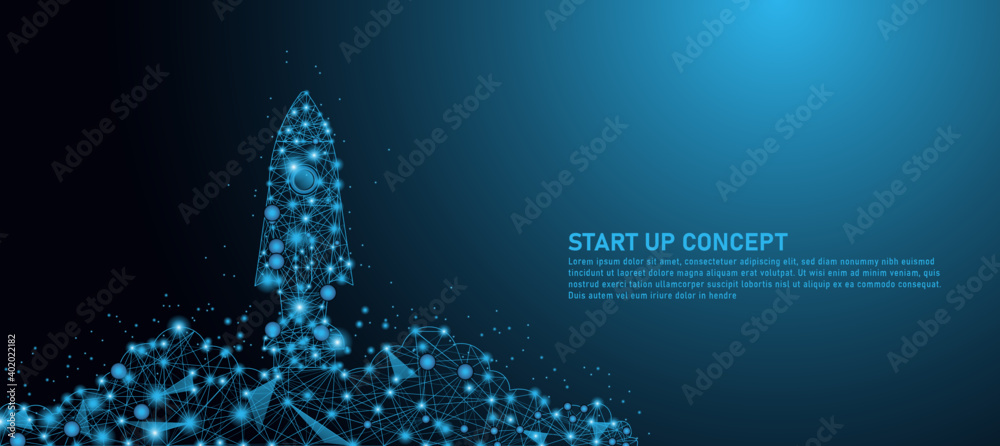 Rocket launch, business startup ideas, create triangular lines ...