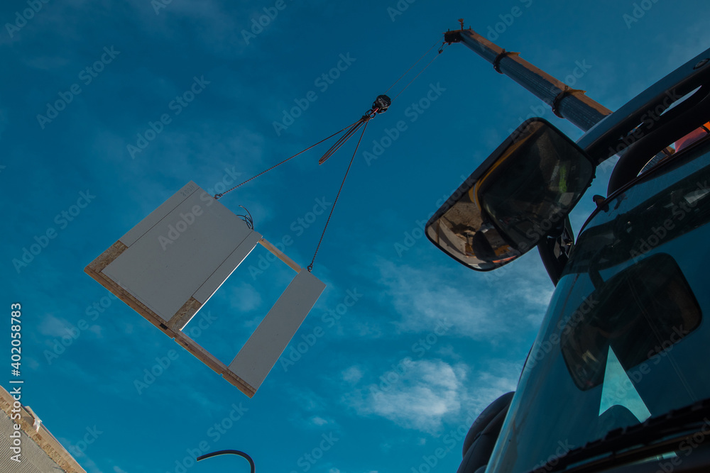 Building a prefabricated wooden house - raising or hoisting house ...